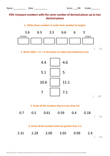 Year 4 Fractions and Decimals Assessments by mrajlong - Teaching ...