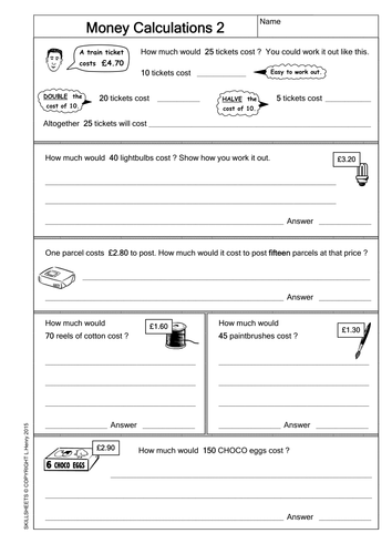 Money Calculations 2 | Teaching Resources