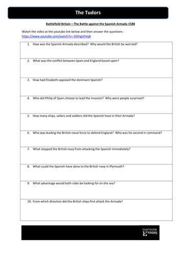 Battlefield Britain - Spanish Armada 1588 - Flippedlearning WS and ...