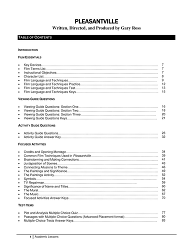 "Pleasantville"COMPLETE UNIT EDITABLE Activities,Tests,Essays,AP Style ...