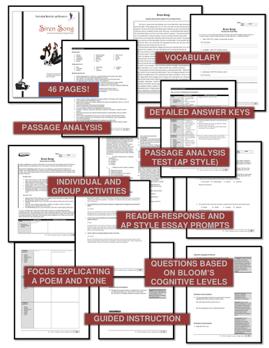 "The Siren Song" COMPLETE UNIT EDITABLE Activities,Tests,Essays,AP ...