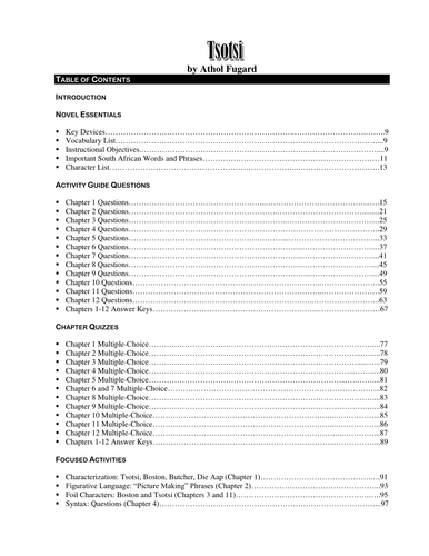 "Tsotsi" COMPLETE UNIT EDITABLE-Activities, Tests,Essays, AP Style ...