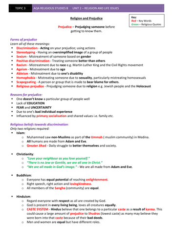 AQA RELIGIOUS STUDIES B UNIT 2 – RELIGION AND LIFE ISSUES | Teaching ...