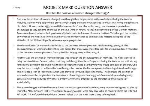 Edexcel History Weimar Germany - Model 8 Mark Answer | Teaching Resources Edexcel History Weimar Germany - Model 8 Mark Answer | Teaching Resources