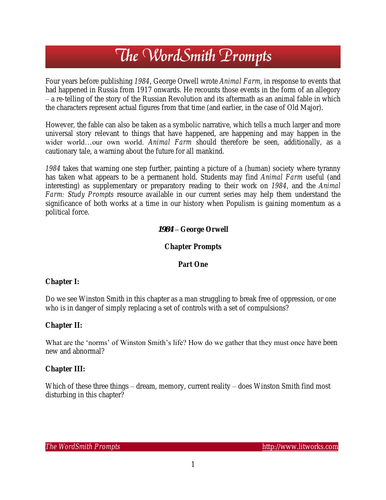 George Orwell's '1984': Study Prompts | Teaching Resources