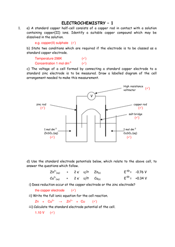 Chemistry: Electrochemistry and Electrochemical Cells | Teaching Resources