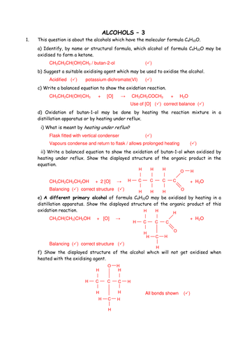 Chemistry: Reactions of Alcohols | Teaching Resources