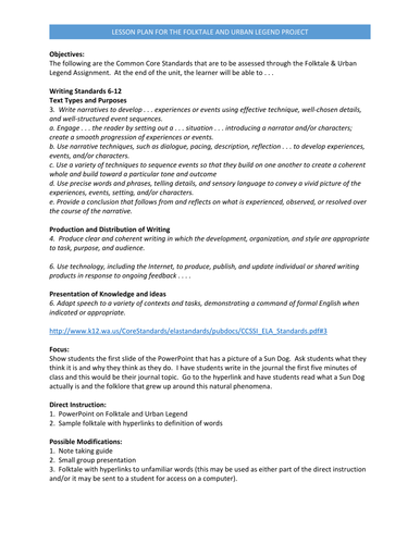 Folktale and Urban Legend | Teaching Resources