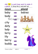 Phase 6 suffix 's' [-s, -es, -ies, -ves] power-point & table cards ...