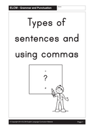 Types of Sentences and Using Commas | Teaching Resources