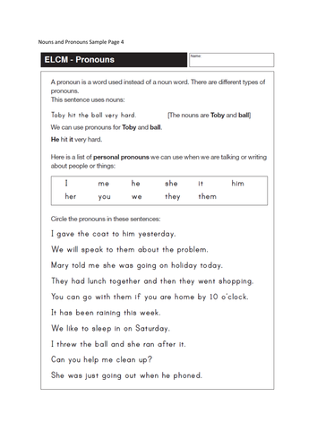 Nouns and Pronouns | Teaching Resources