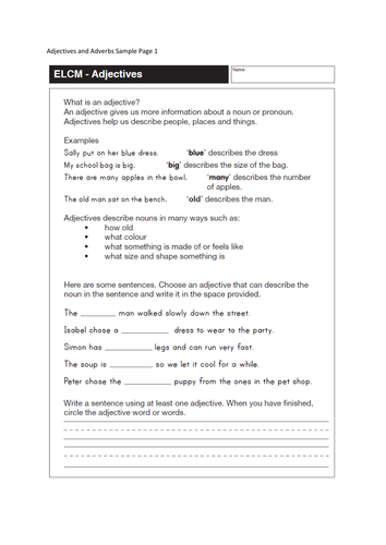 Adjectives and Adverbs | Teaching Resources