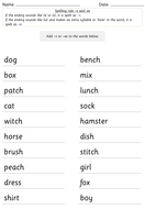 SPaG Year 1 Spelling: Adding s and es to words (plural of nouns and ...