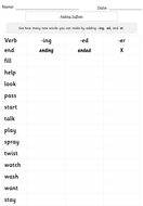 SPaG Year 1 Spelling pack: Adding the endings ing ed and er to verbs ...