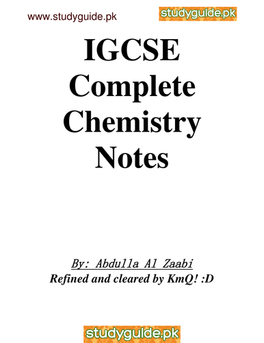 Igcse Chemistry Revision Notes Teaching Resources