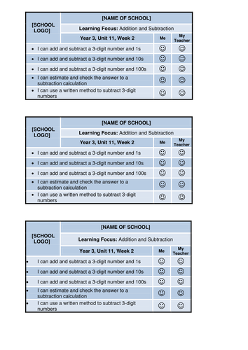 36 Year 3 Weekly Pupil Success Criteria - Maths | Teaching Resources