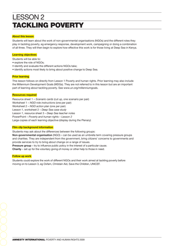 Resource pack: Poverty + Human Rights | Teaching Resources