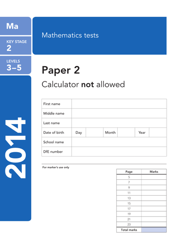 Complete Set of 2014 Maths SATs Papers | Teaching Resources