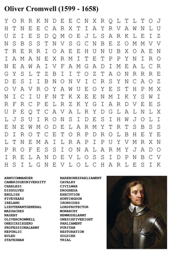 Oliver Cromwell Word Search | Teaching Resources