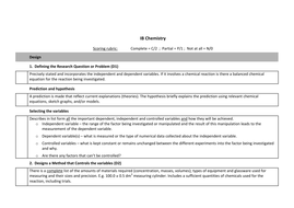 IBDP Chemistry Internal Assessment Sheets. | Teaching Resources