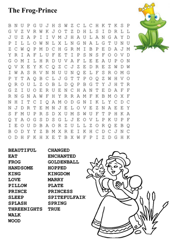 The Frog-Prince Word Search and Color | Teaching Resources