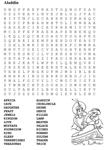 Aladdin Word Search and Color | Teaching Resources