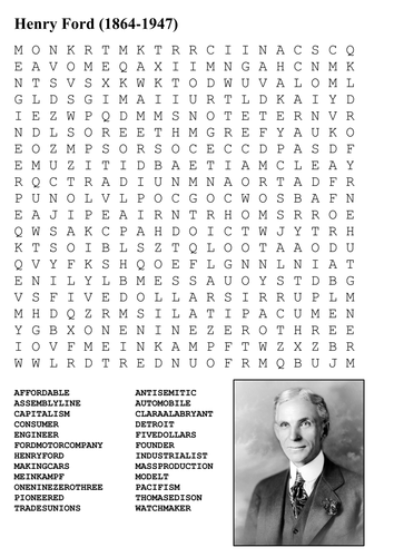 Henry Ford Word Search | Teaching Resources