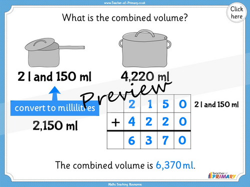 Converting and Comparing Units of Volume - Year 4 | Teaching Resources
