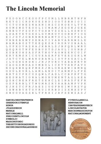 The Lincoln Memorial Word Search | Teaching Resources