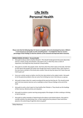 Middle School Life Skills Discussion Topic - Personal Health | Teaching ...