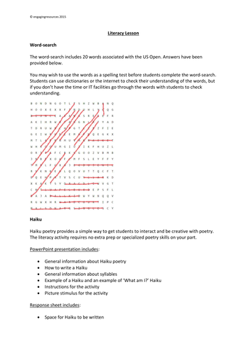 Tennis – US Open themed literacy and numeracy activities | Teaching ...