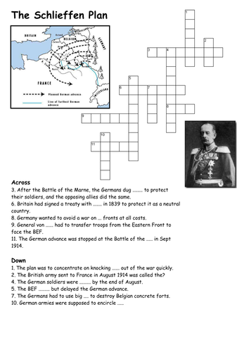 The Schlieffen Plan World War One Crossword | Teaching Resources