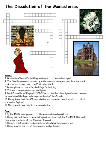 The Dissolution Of The Monasteries Crossword | Teaching Resources