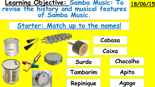 Music Elements Unit test and answers & Samba music test. Hand crafted ...