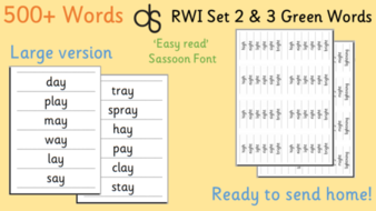 Read Write Inc Set 2 and 3 Green Words - 500+ Phonics Decodable Words ...