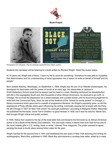 Audio Book Project: Black Boy | Teaching Resources