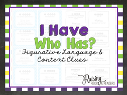 Figurative Language and Context Clues "I have...Who has?" Game ...