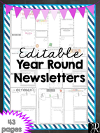 EDITABLE Yearly Newsletter | Teaching Resources