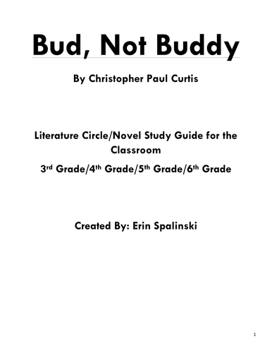 Bud, Not Buddy Literature Circle/Novel Study Guide | Teaching Resources