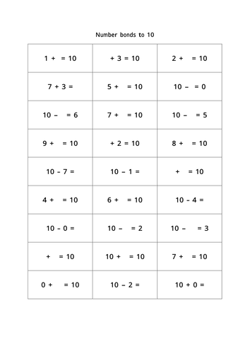 Number Bonds to 10 Resource Pack | Teaching Resources