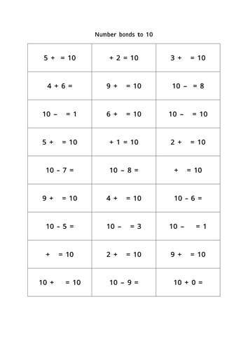 Number Bonds to 10 Resource Pack | Teaching Resources