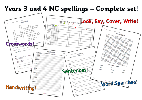 Y3 and Y4 National Curriculum Spellings - The Complete Set! | Teaching ...