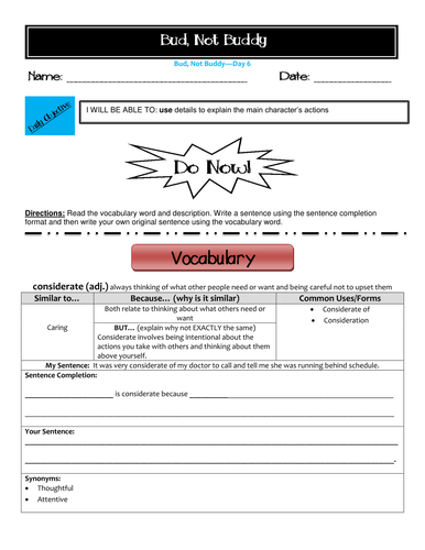 Bud, Not Buddy Novel Unit | Teaching Resources