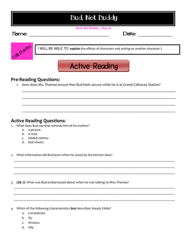 Bud, Not Buddy Novel Unit | Teaching Resources