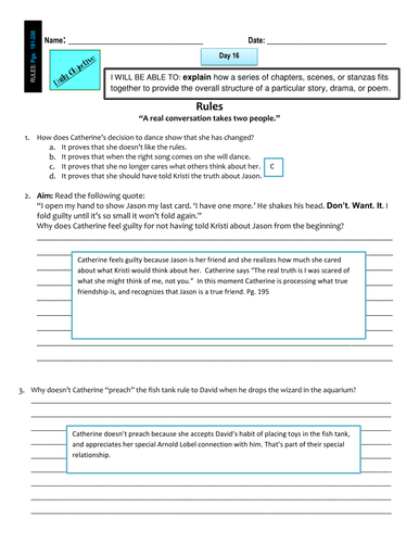 Rules Novel Study | Teaching Resources