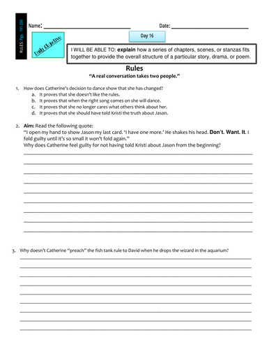 Rules Novel Study | Teaching Resources