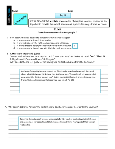 Rules Novel Study | Teaching Resources