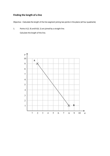 Math Grade 8 The length of a line using Pythagorean Theorem. Posters ...
