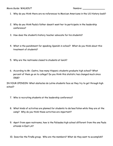 Movie Guide: WALKOUT | Teaching Resources