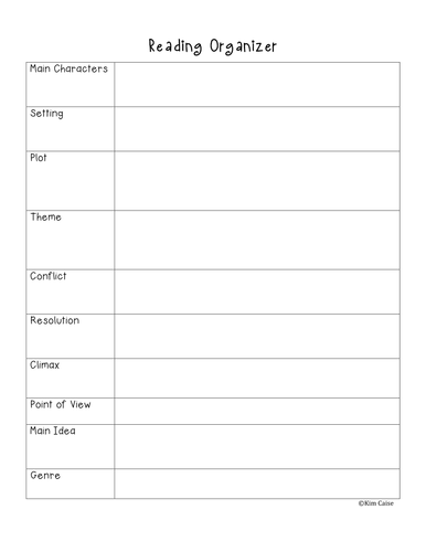 Reading Organizer | Teaching Resources